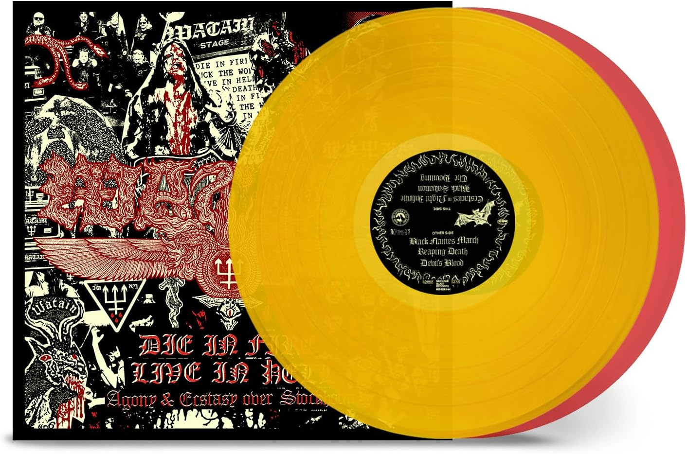 Watain - Die In Fire - Live In Hell (Transparent Yellow & Red Vinyl ...